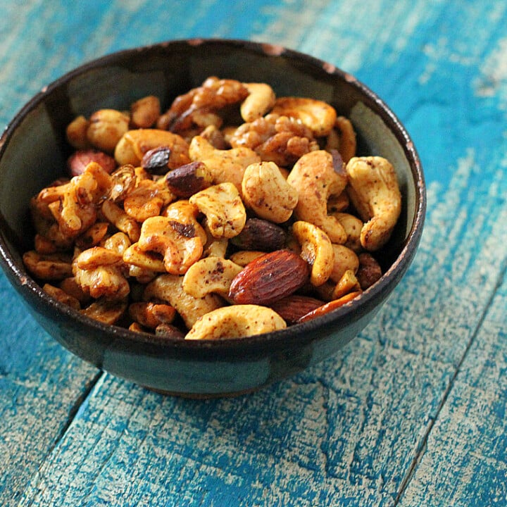 Chana Masala Spiced Roasted Nuts. vegan gluten-free snack! - Vegan Richa