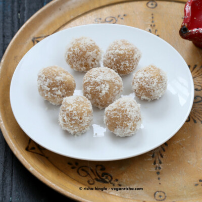 Fudgy Coconut Ladoo. Vegan Indian Dessert Recipe - Vegan Richa