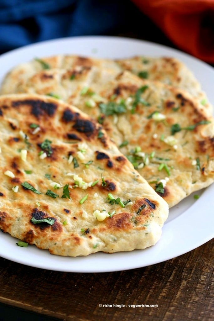 Herb Garlic Flatbread Recipe No Yeast - Vegan Richa