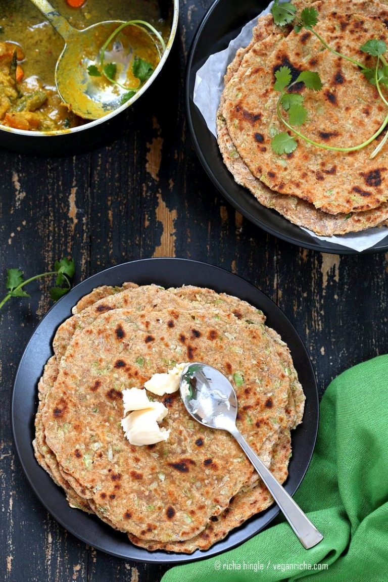 Lauki Paratha - Spiced Opo Squash / Zucchini Wheat Flatbread - Vegan Richa
