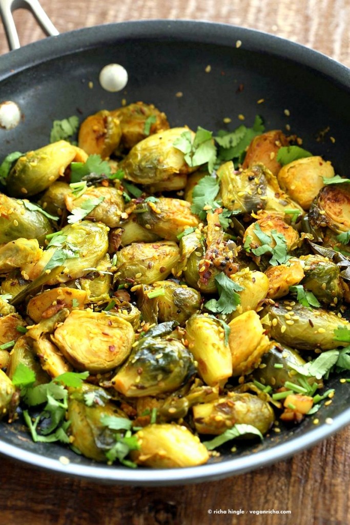 Pan Roasted Brussels Sprouts Subzi with Turmeric, Cumin and Mustard ...
