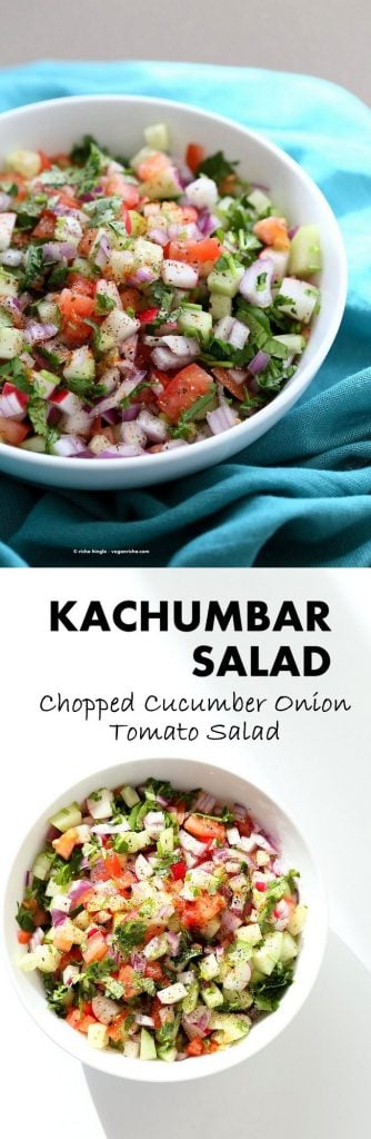 Kachumber Salad - Cucumber Tomato Onion Salad Recipe - Vegan Richa