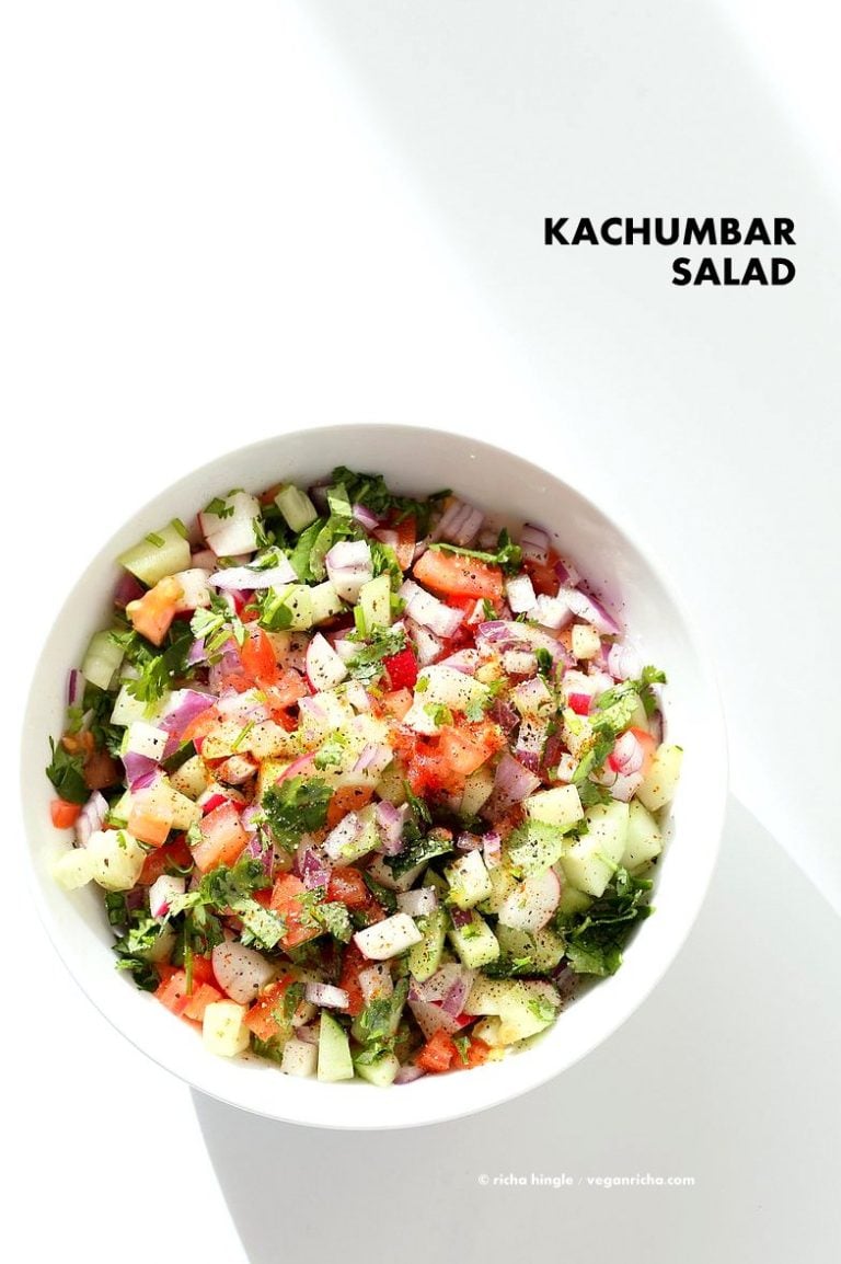 Kachumber Salad - Cucumber Tomato Onion Salad Recipe - Vegan Richa