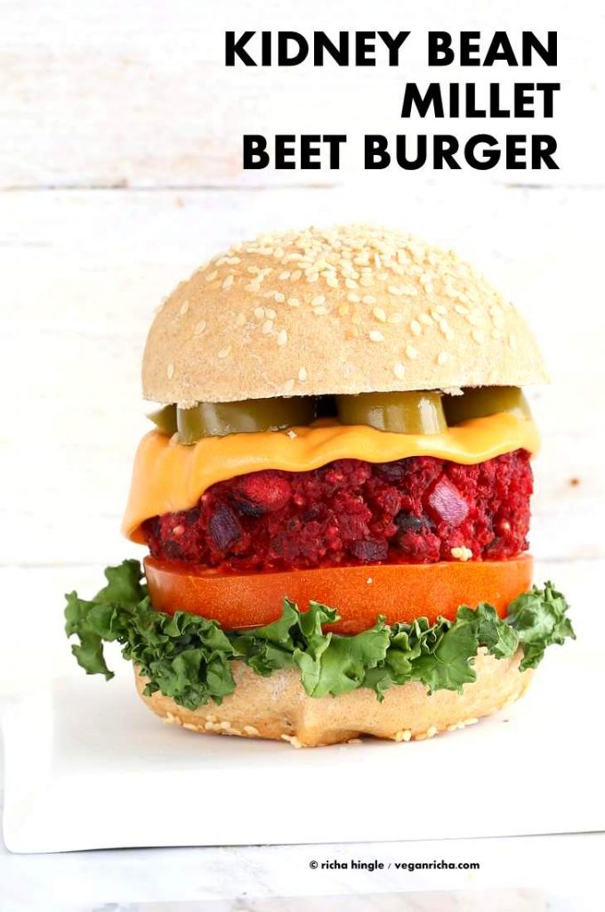 Kidney Bean Millet Beet Burger - Vegan Richa