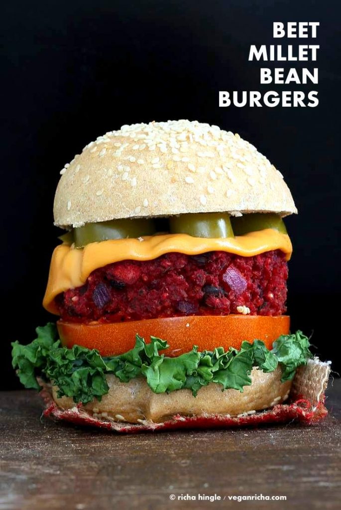 Kidney Bean Millet Beet Burger - Vegan Richa