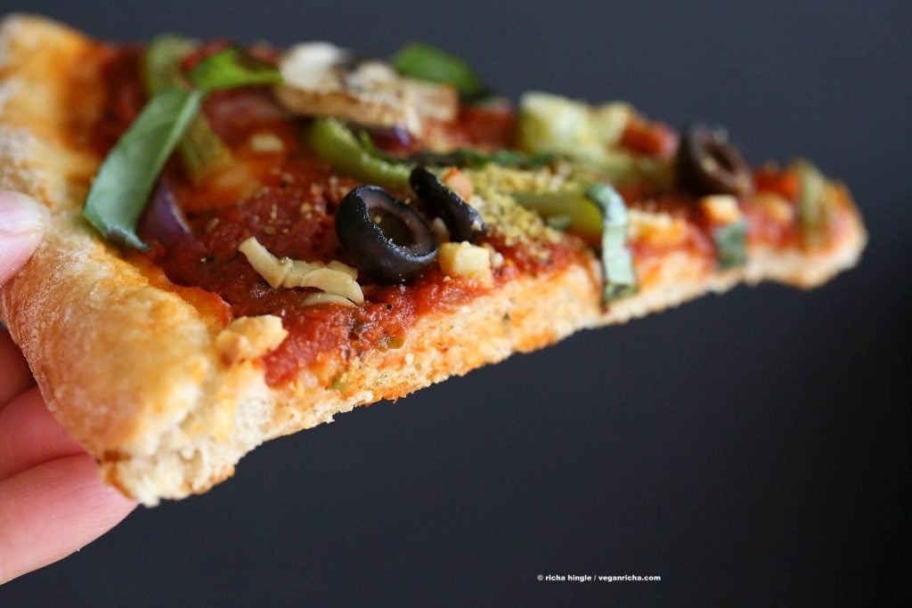 Easy Veggie Vegan Pizza with 20 minute Crust - Vegan Richa