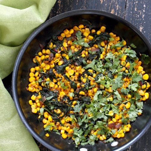 Corn Palak - Curried Corn and Greens - Vegan Richa