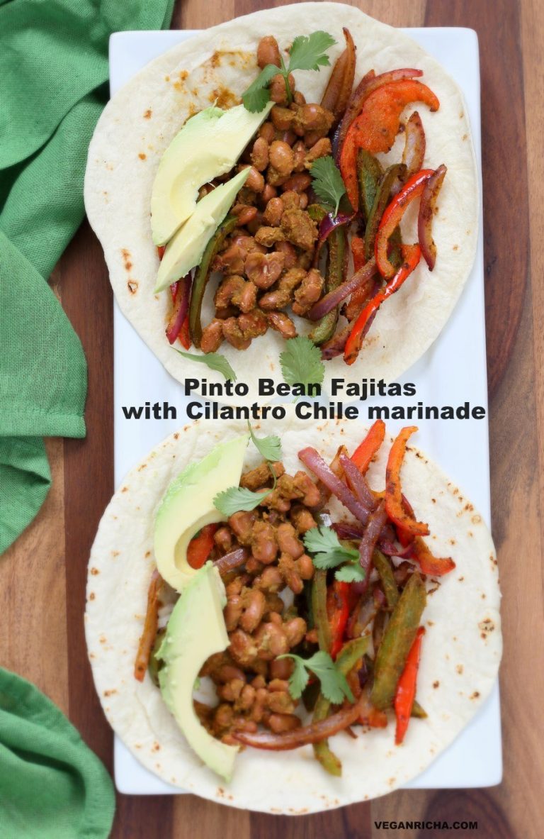 Pinto Bean Fajita Tacos with Cilantro Chile Lime Marinade - Vegan ...