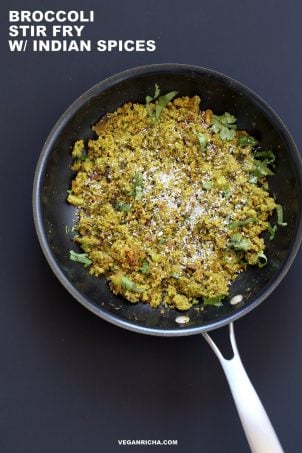 Broccoli Stir fry with Indian Spices - Broccoli Sabji - Vegan Richa