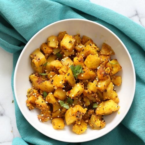 Gujarati Potatoes with Sesame Seeds - Bateta Nu Shaak - Vegan Richa