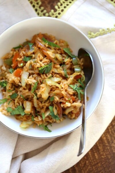 Veggie Spring Rolls Fried Rice - 1 Pot 30 Mins - Vegan Richa