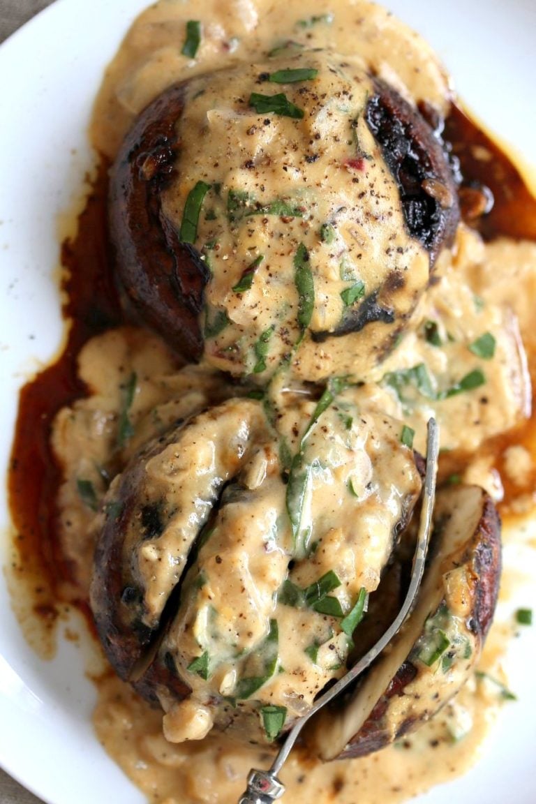 Grilled Portobello Mushrooms with Garlic Sauce - Vegan Richa