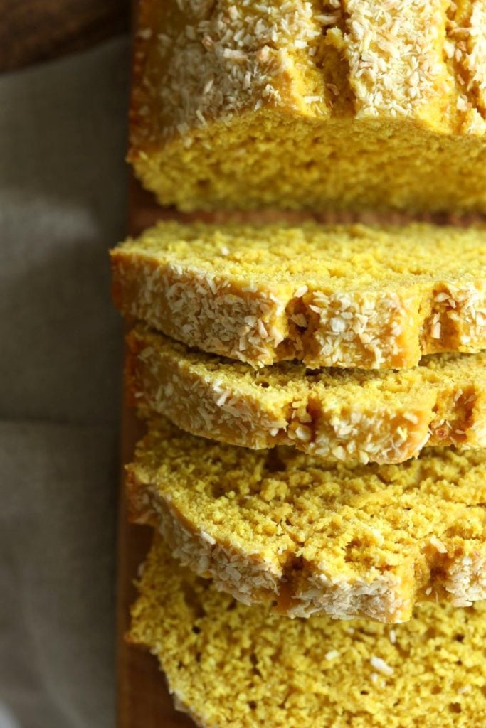 Coconut Turmeric Bread - Golden Lemon Coconut Loaf - Vegan Richa