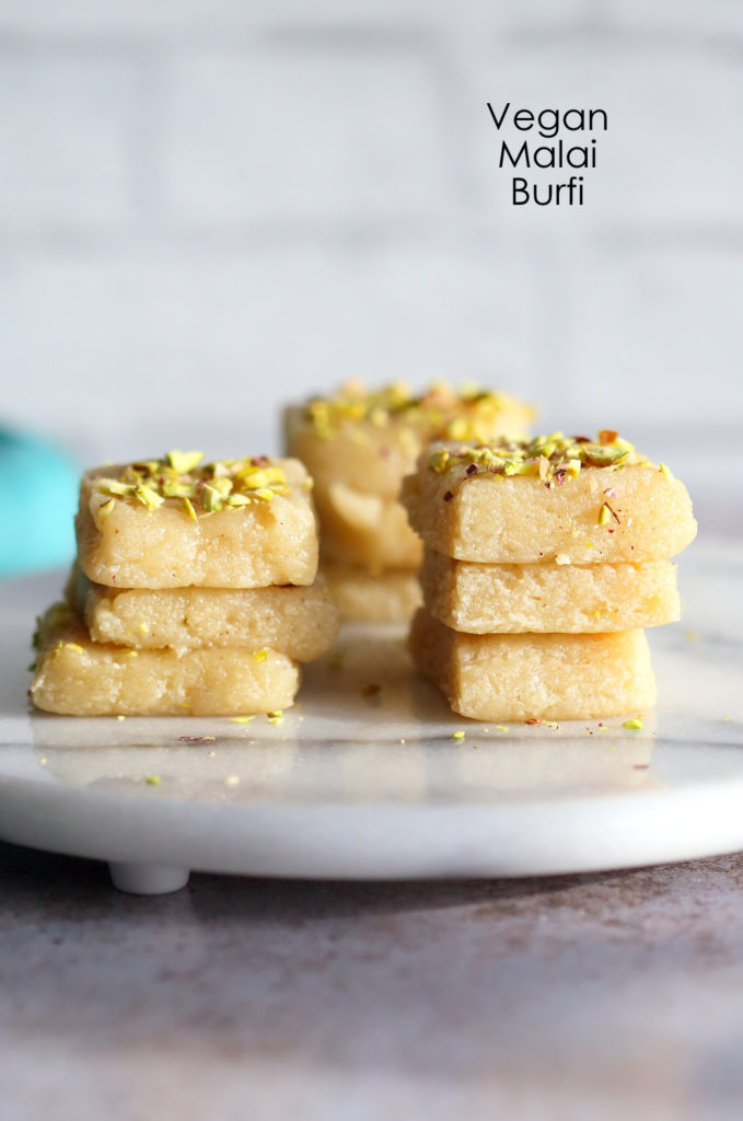 Vegan Malai Burfi (Milk Cake)- Indian Fudge Bars - Vegan Richa