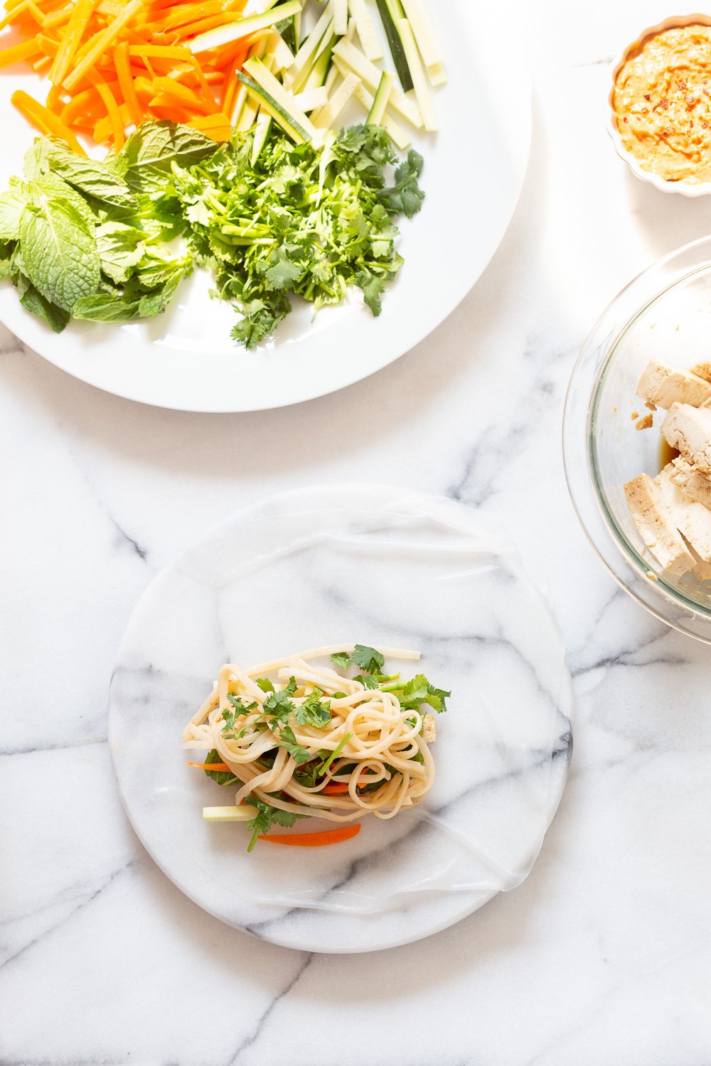 Vegan Fresh Spring Rolls with Peanut Sauce - Vegan Richa