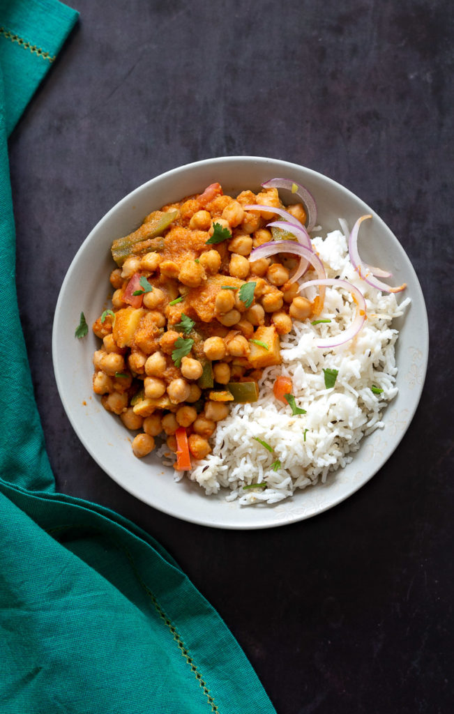 Kadai Chole - Spiced Chickpeas and Potatoes - Vegan Richa