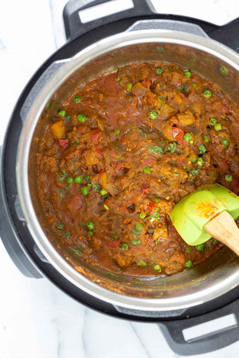 Instant Pot Baingan Bharta Recipe - Spiced Mashed Eggplant - Vegan Richa