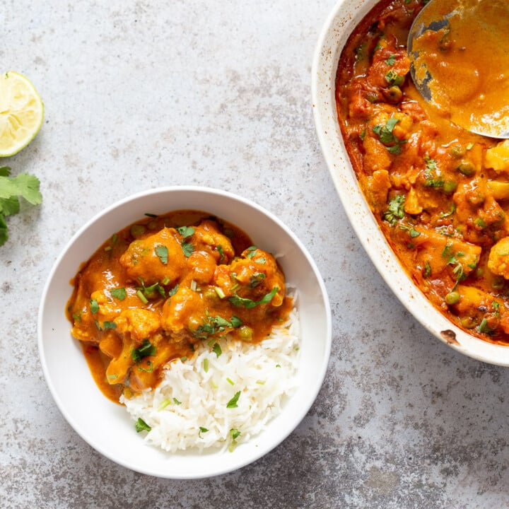 Vegan Cauliflower Pea Curry - Gobi Matar - Vegan Richa
