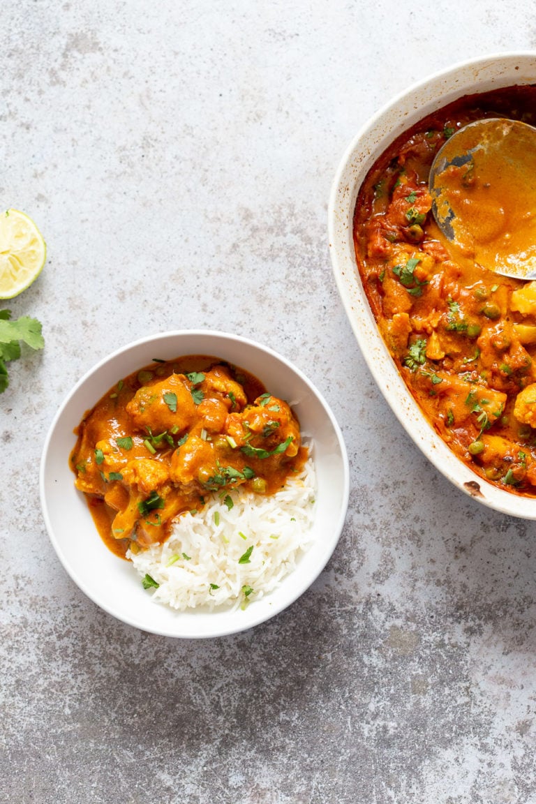 Vegan Cauliflower Pea Curry - Gobi Matar - Vegan Richa