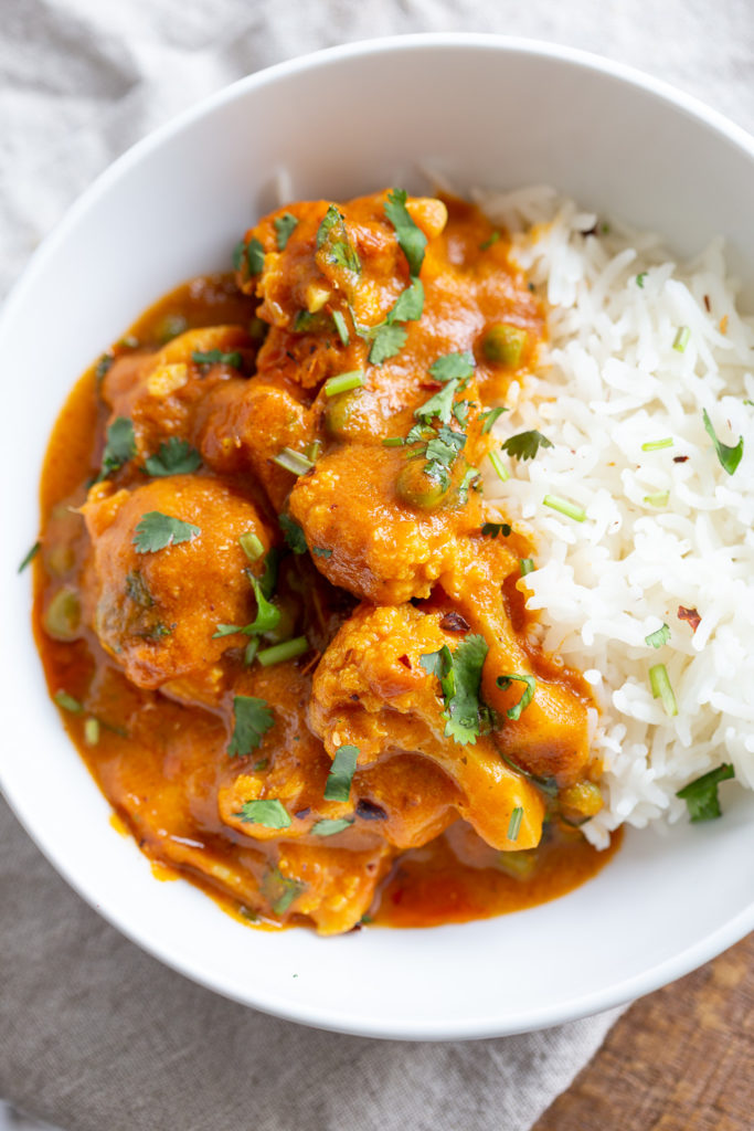 Vegan Cauliflower Pea Curry - Gobi Matar - Vegan Richa