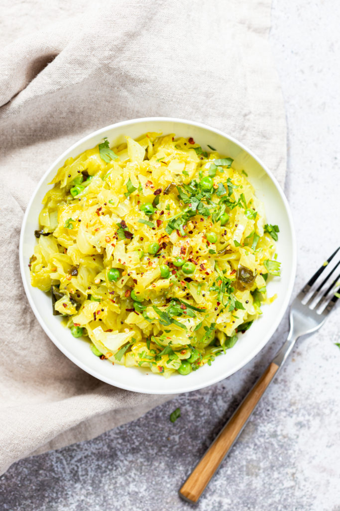 Instant Pot Indian Cabbage and Peas (Patta Gobi Subzi) - Vegan Richa
