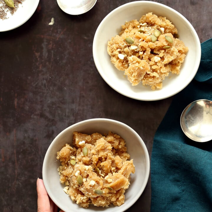 Vegan Almond Halwa - Instant Pot Badam Halwa (No Oil) - Vegan Richa