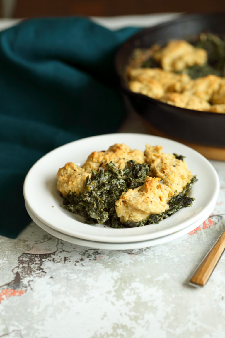Vegan Creamed Spinach with Biscuit Topping - Vegan Richa