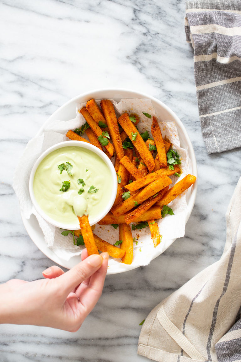 Cajun Chickpea Fries with Cilantro Jalapeño Lime Dip - Vegan Richa