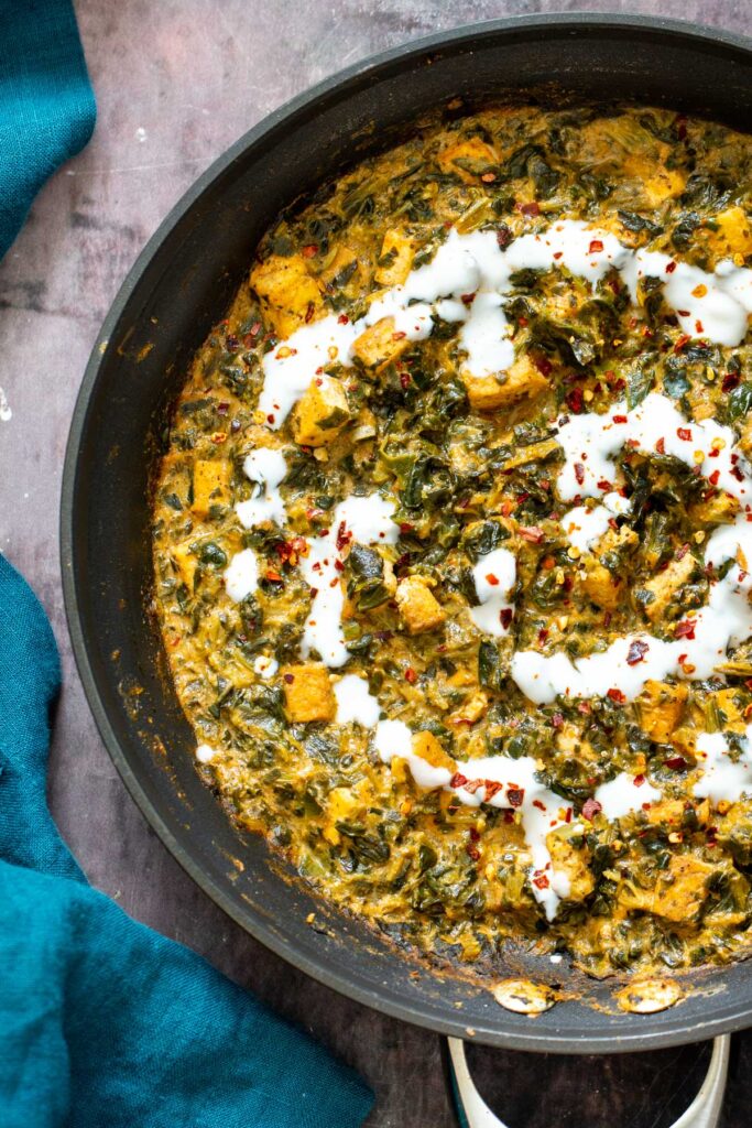 Spiced Spinach Tofu Stir fry 1 Pot 15 Minutes - Vegan Richa