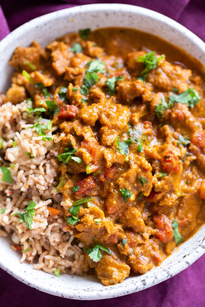 Vegan Coconut Curry Chicken Soy curls Instant Pot