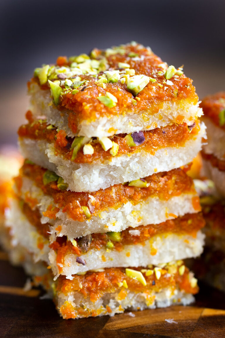 Carrot Halwa Coconut Burfi Bars