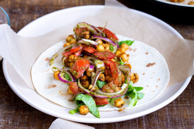 Chickpea Kathi Rolls - Chickpea Chutney Wraps - Vegan Richa