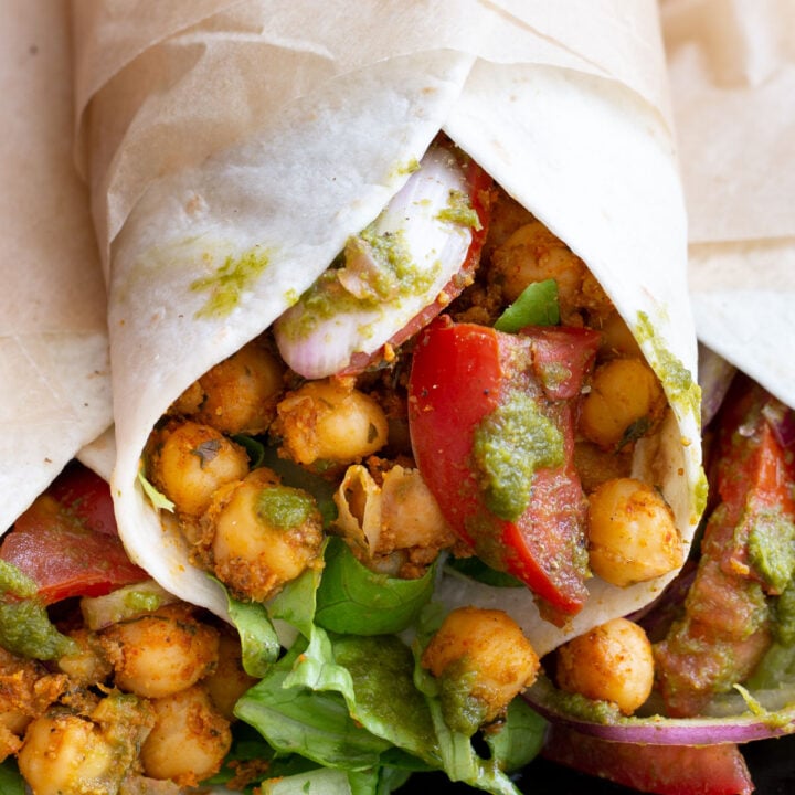 Chickpea Kathi Rolls - Chickpea Chutney Wraps - Vegan Richa