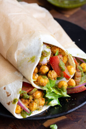Chickpea Kathi Rolls - Chickpea Chutney Wraps - Vegan Richa