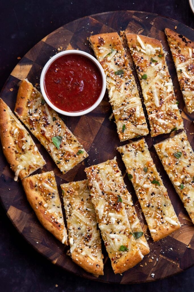 Everything Bagel Garlic Cheese Breadsticks - Vegan Richa