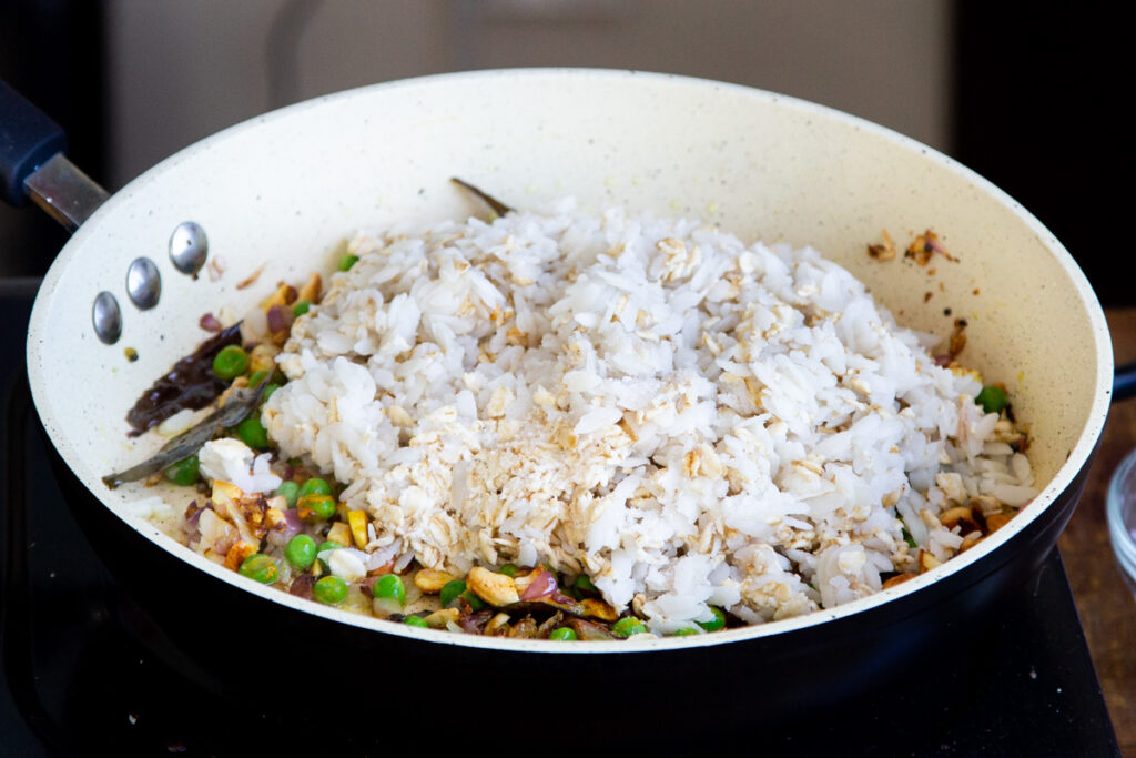 Kanda Poha (Spiced Veggie Rice flakes Oat Breakfast) - Vegan Richa
