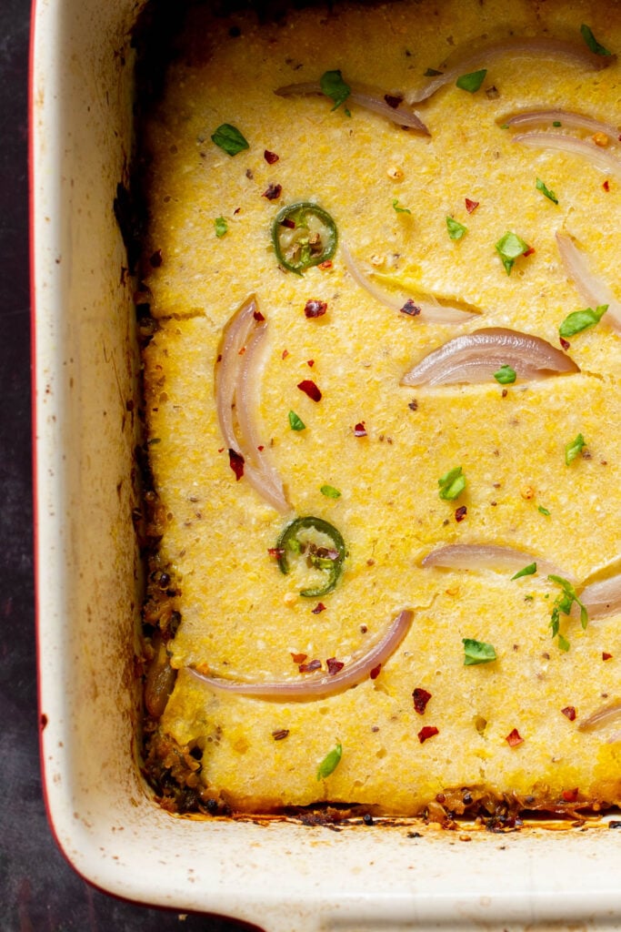 Saag Cornbread Casserole - Vegan Richa