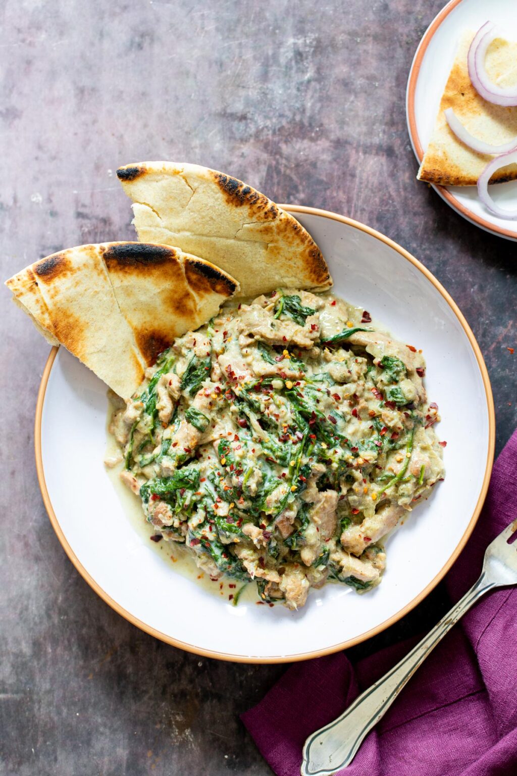 Malai Palak Chicken (Spinach & soycurls in Indian white sauce)