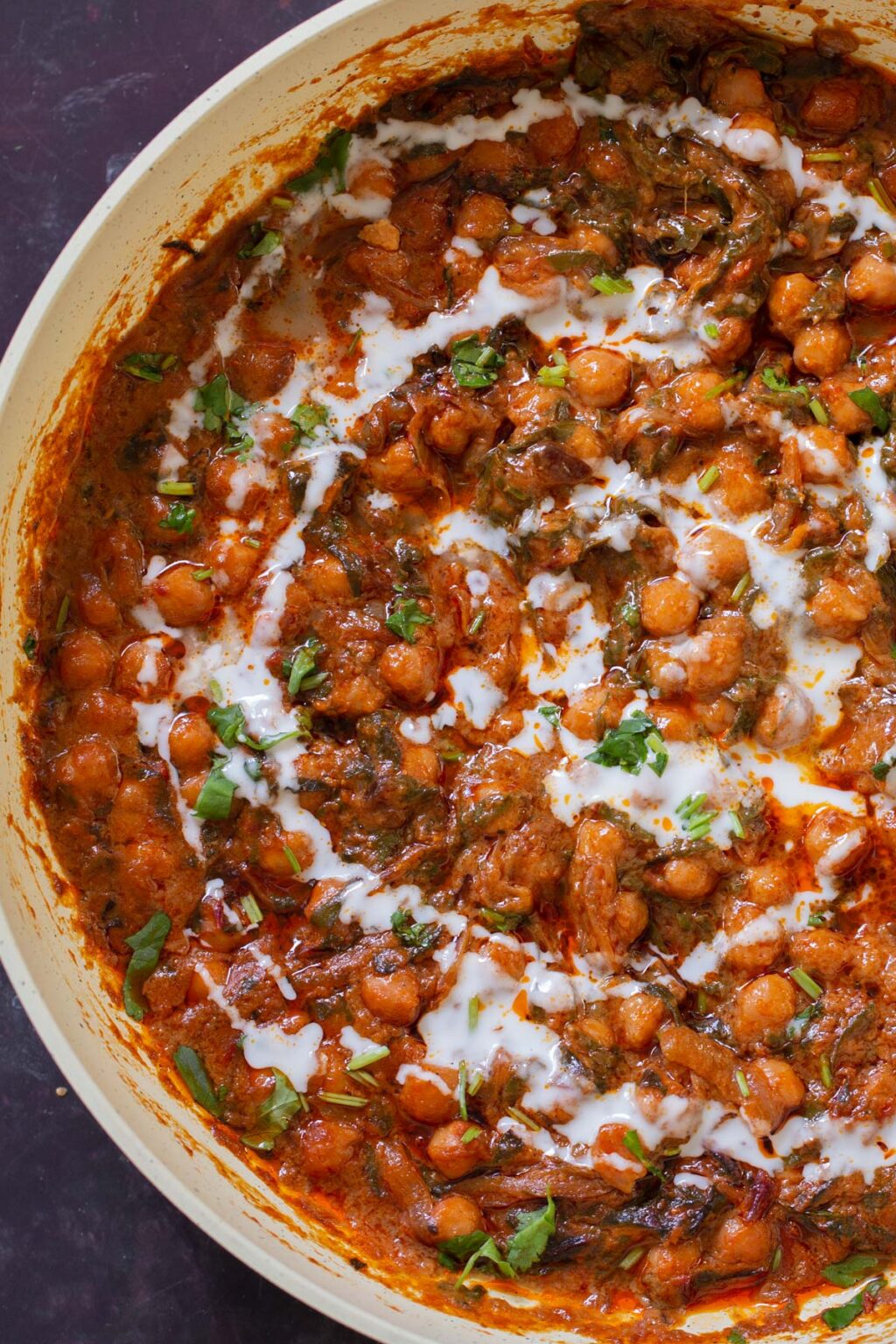 Harissa Chickpeas with Caramelized Onions and Greens