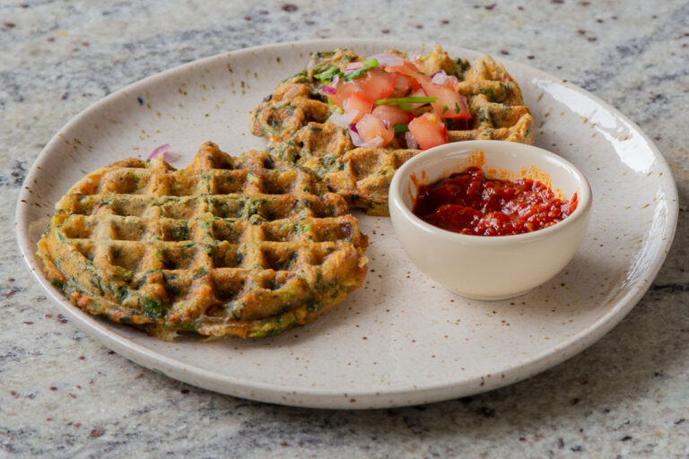 Spinach Waffles (Vegan Palak Paneer Waffles)