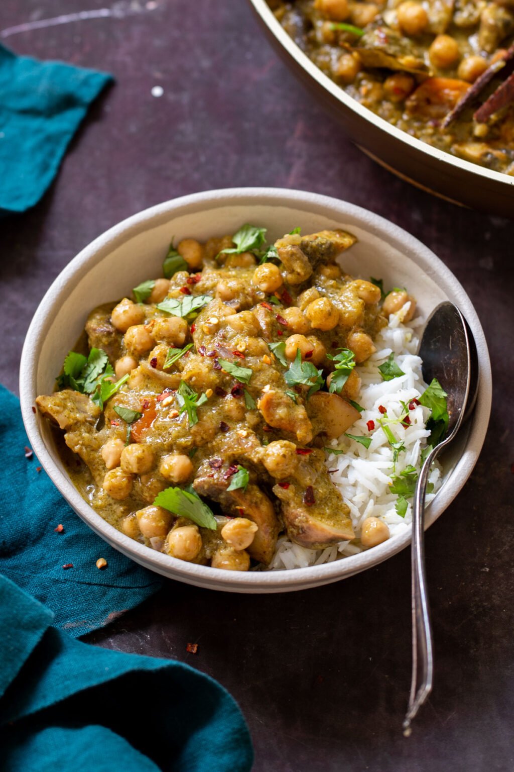 Andhra Green Chili Chickpeas