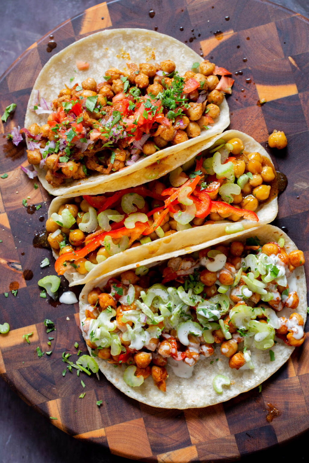Chickpea Wraps, 3 Ways (Buffalo Cajun, Berbere, lemon pepper)