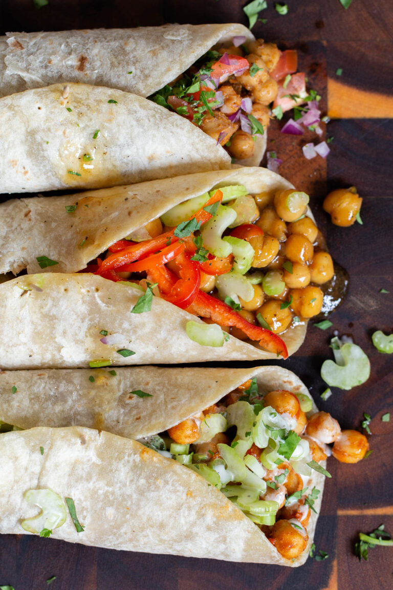 Chickpea Wraps, 3 Ways (Buffalo Cajun, Berbere, lemon pepper)