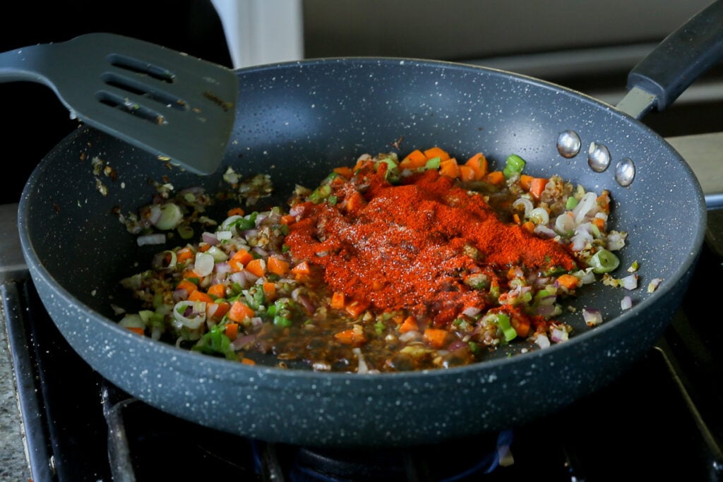 Easy Schezwan Fried Rice (30 minutes, one-pan meal)