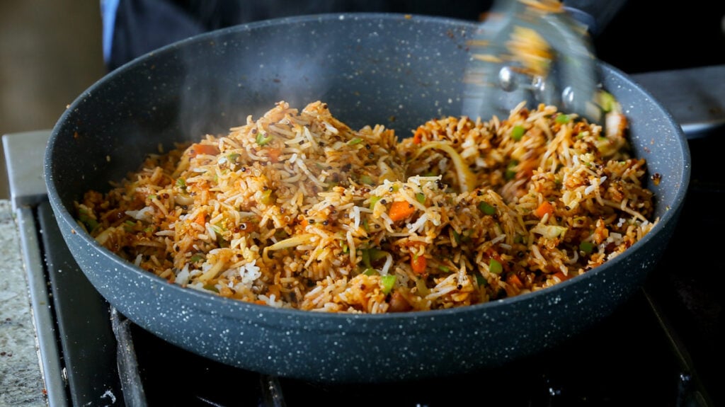 Easy Schezwan Fried Rice (30 minutes, one-pan meal)
