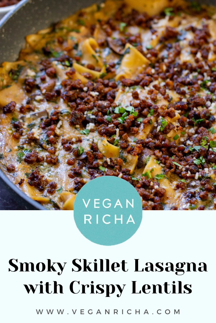 Smoky Skillet Lasagna with Crispy, Bacon-y Lentils (one pot)