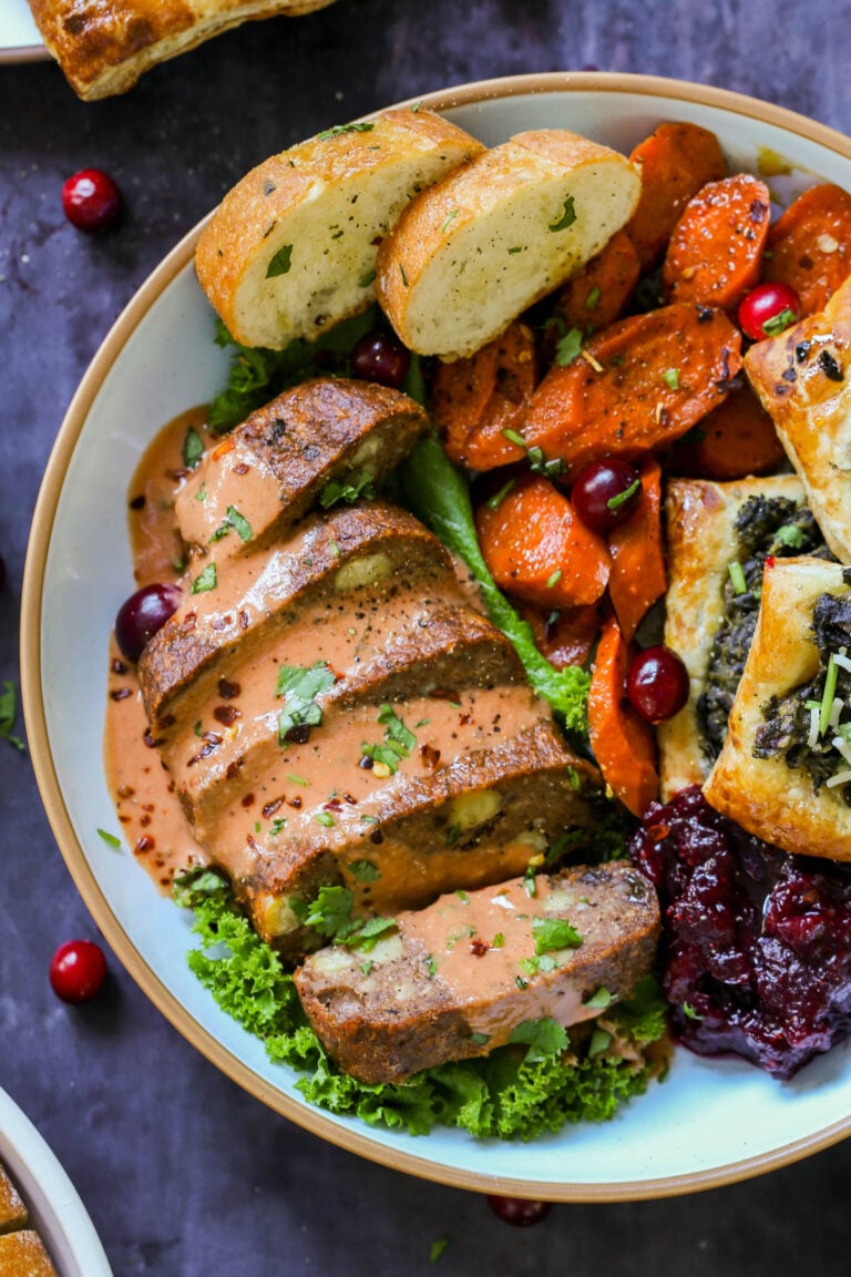 Spiced Chickpea Meatloaf with Butter Gravy