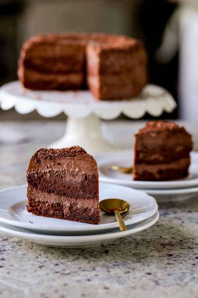 Vegan Mocha Chocolate Mousse Cake