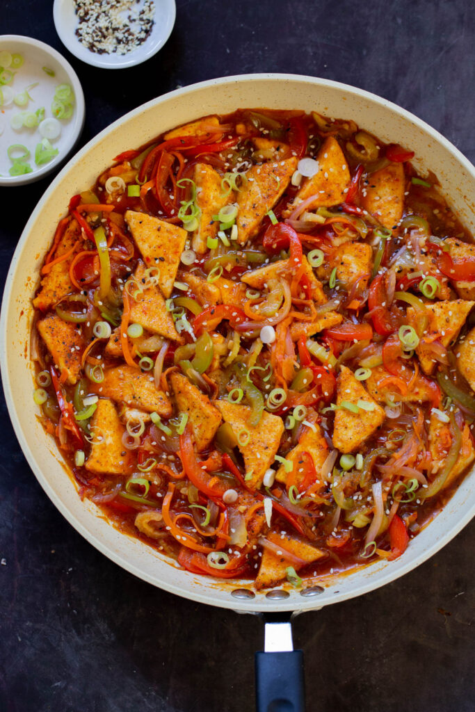 Schezwan Tofu (1 pan 30 min) Indo-Chinese