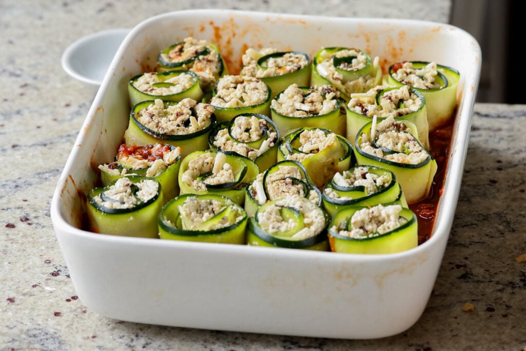 Zucchini Rolls with Tofu ricotta